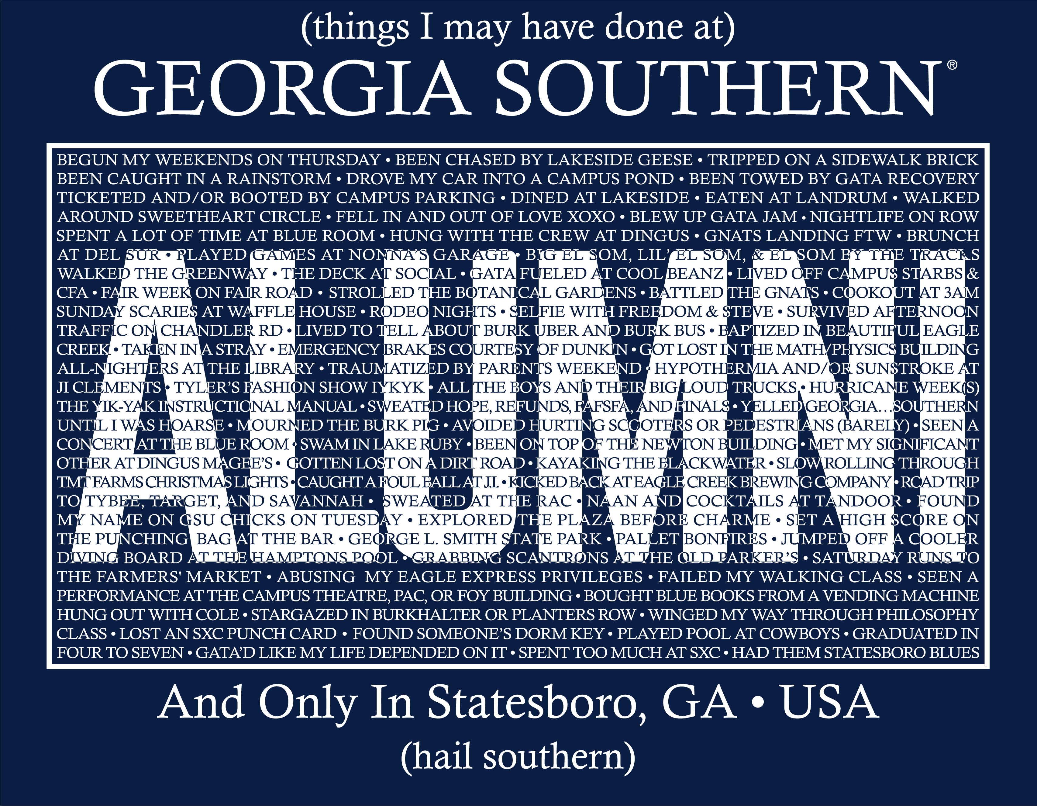 ALUMNI Things I May Have Done At GS - Comfort Colors Navy – Southern ...