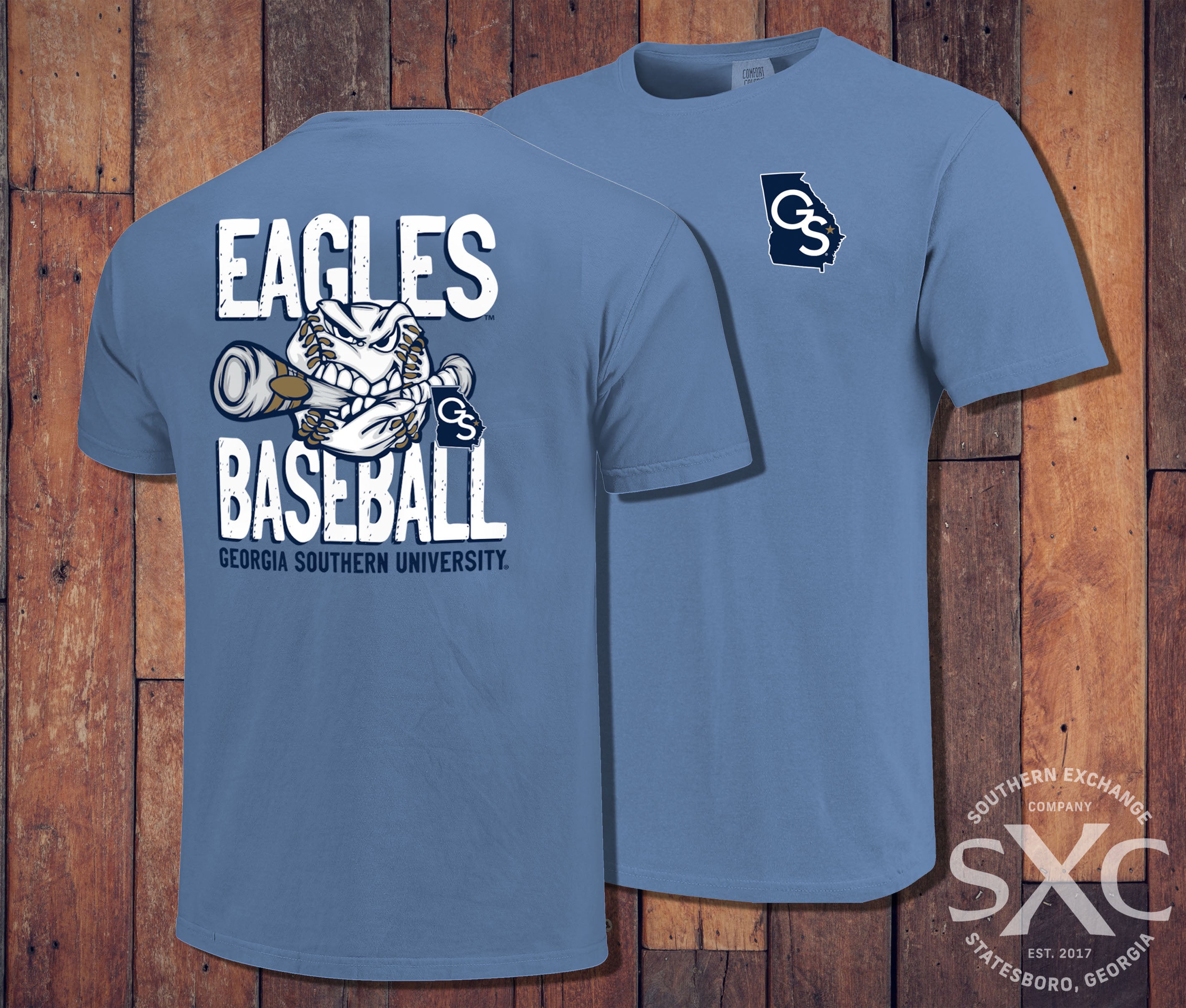 Angry Baseball - Comfort Colors Washed Denim – Southern Exchange Company